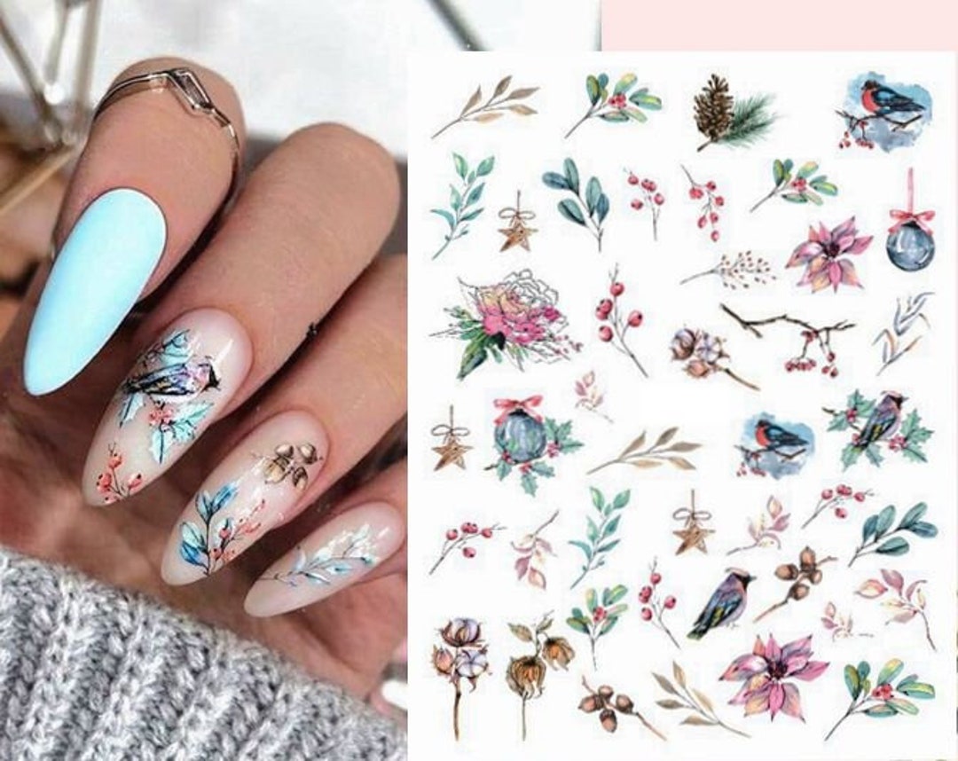 Cardinal Christmas Bird Robin Nail Art Stickers Hummingbird Birds ...