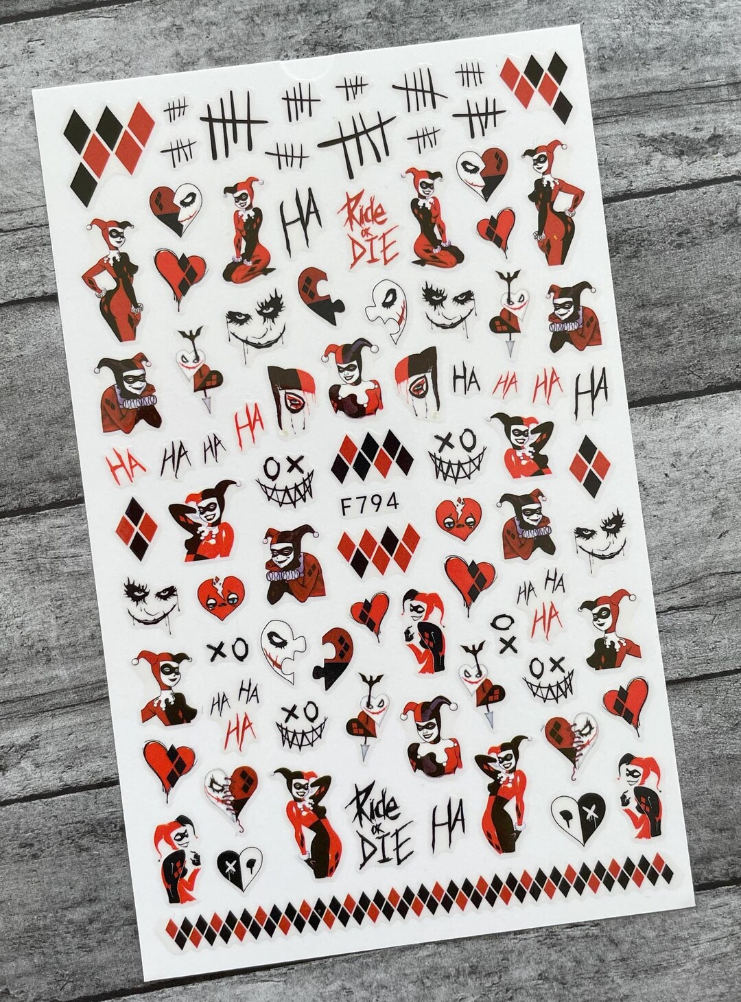 Halloween Harley Quinn Nail Art Stickers Decals Jokers Clowns Monster ...