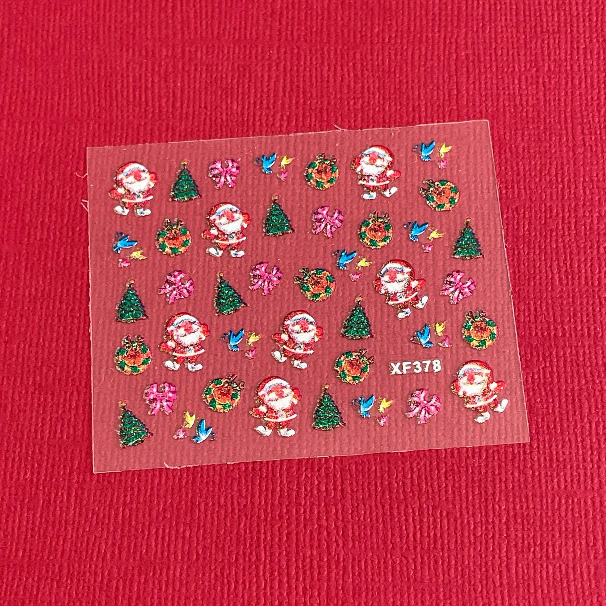 Glitter Christmas Sock Nail Art Stickers Santa Snowflake Winter ...