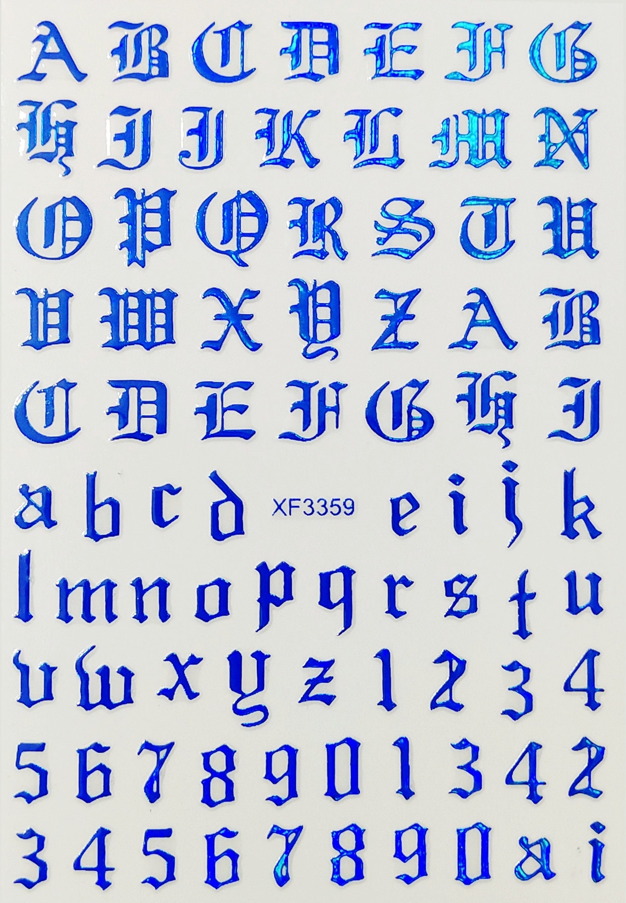 Colorful Letters Numbers Nail Art Stickers Decals Blue Yellow Green ...