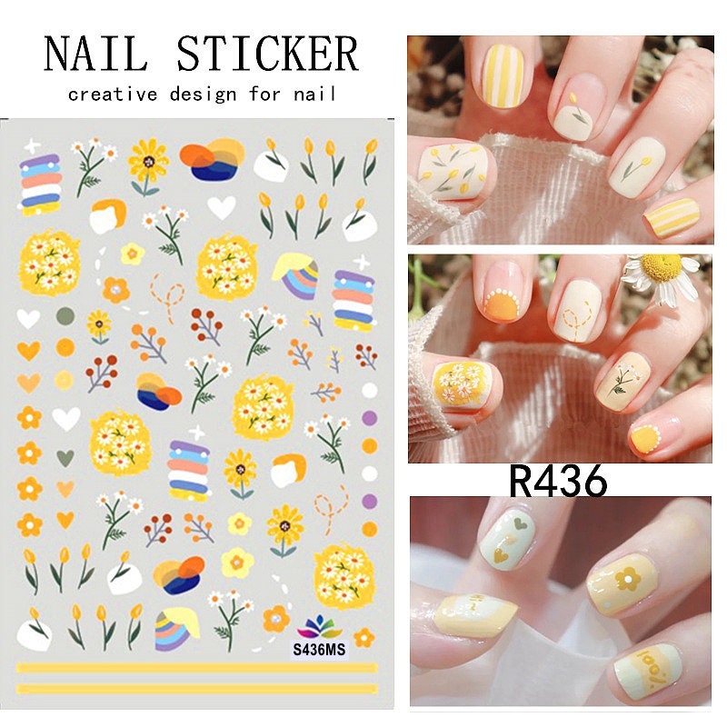 Farm Cat Goose Eggs Garden Nail Art Stickers Pastel Pink Fruit Rainbow ...