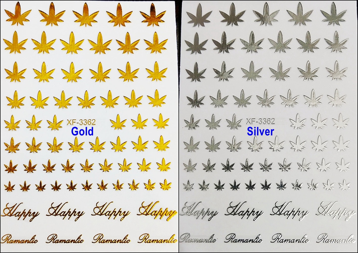 Marijuana Leaf Nail Art Stickers Decals Pot Leaf Weed Green Leaves ...