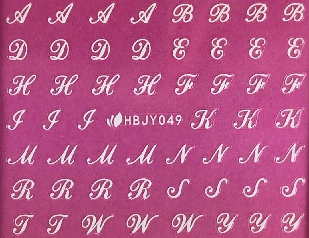 Cursive Letters Nail Art Stickers Decals Old Fashion Letter Black ...