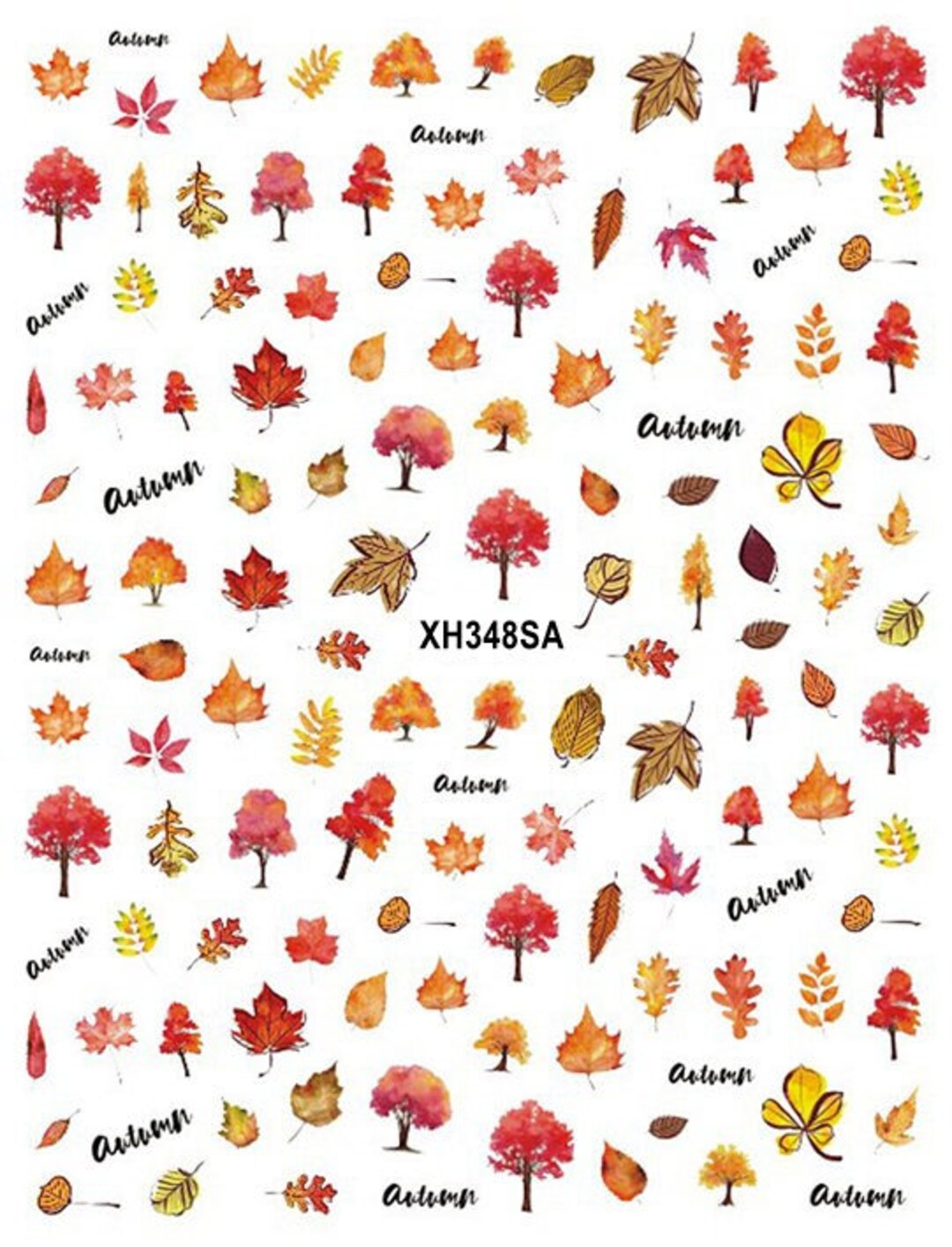 Leaves Leaf Turkey Nail Stickers Decals Fall Orange Leaf Red Maple Tree ...