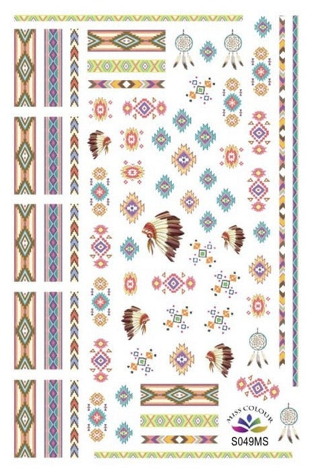 Tribal Native Culture Nail Art Stickers Decals Tribe Dreamcatcher Drean ...
