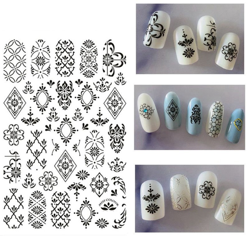 Bohemian BOHO Nail Art Stickers Morocco Retro Damask Baroque Mehndi ...