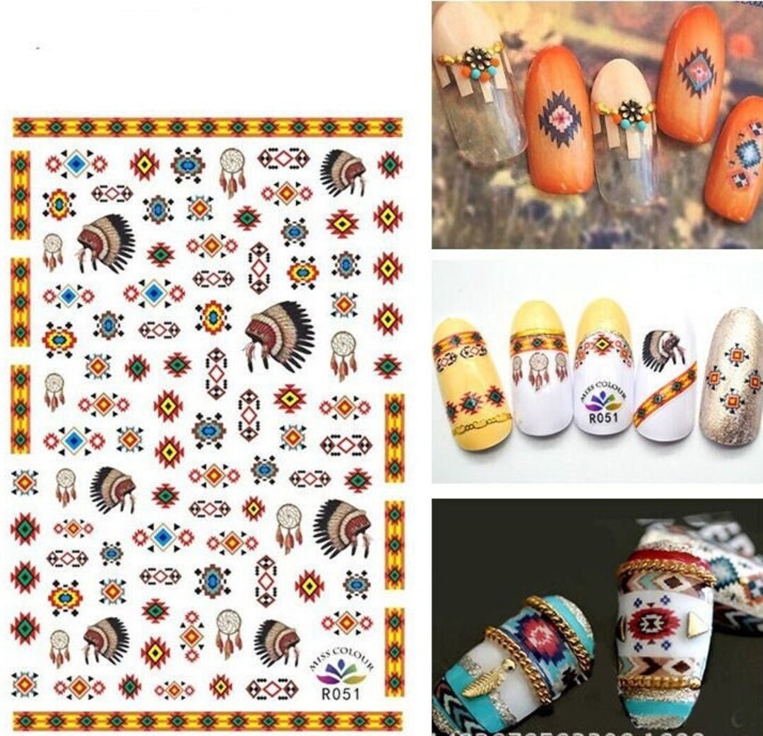 Tribal Native Culture Nail Art Stickers Decals Tribe Dreamcatcher Drean ...