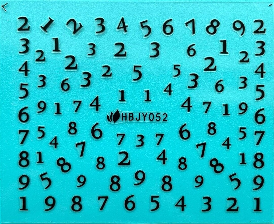 Number Numeral Nail Art Stickers Decals Numbers Black White Gold Silver ...
