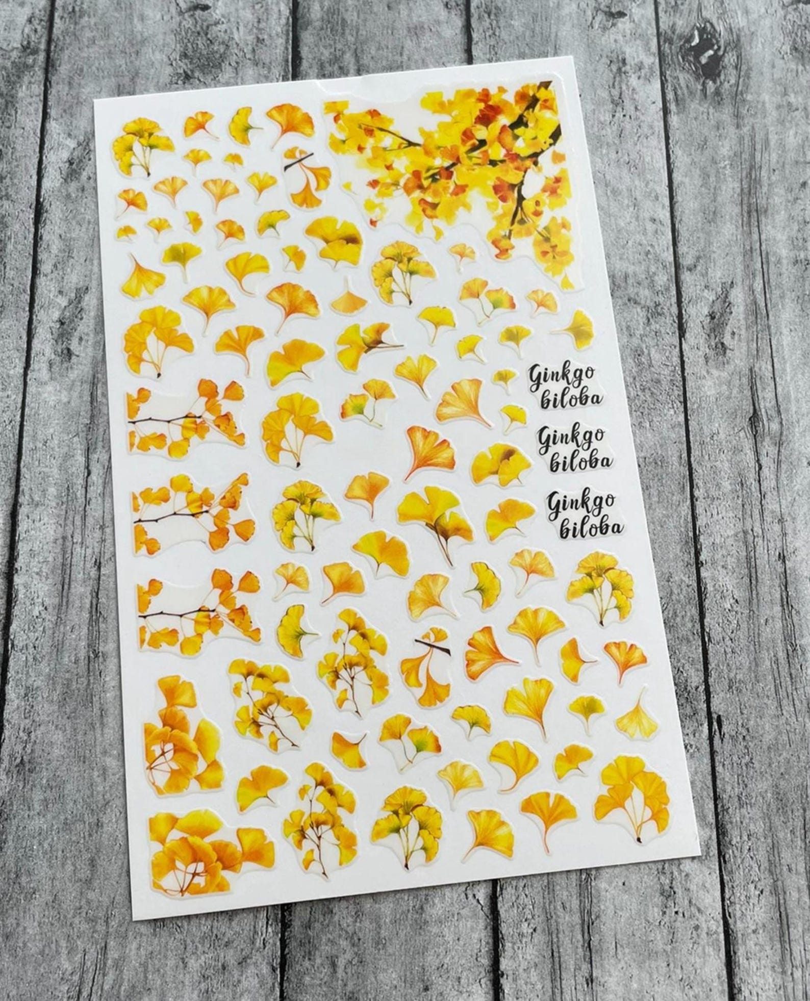 Fall Autumn Leaf Nail Art Stickers Decals Ginkgo Yellow Leaf Red Fall ...