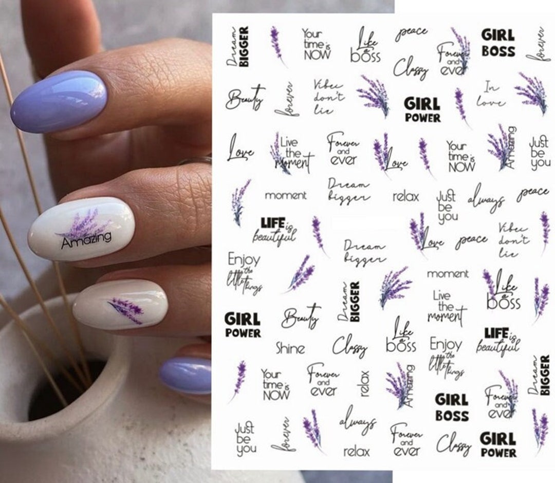 Lavender Girl Power Nail Art Stickers Words Girl Boss Relax Live in ...