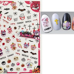 Grim Reaper Halloween Nail Art Stickers Decals Jack Witch Skeleton ...