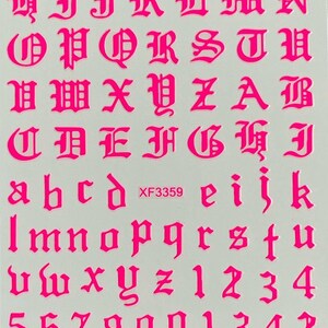 Colorful Letters Numbers Nail Art Stickers Decals Blue Yellow Green ...