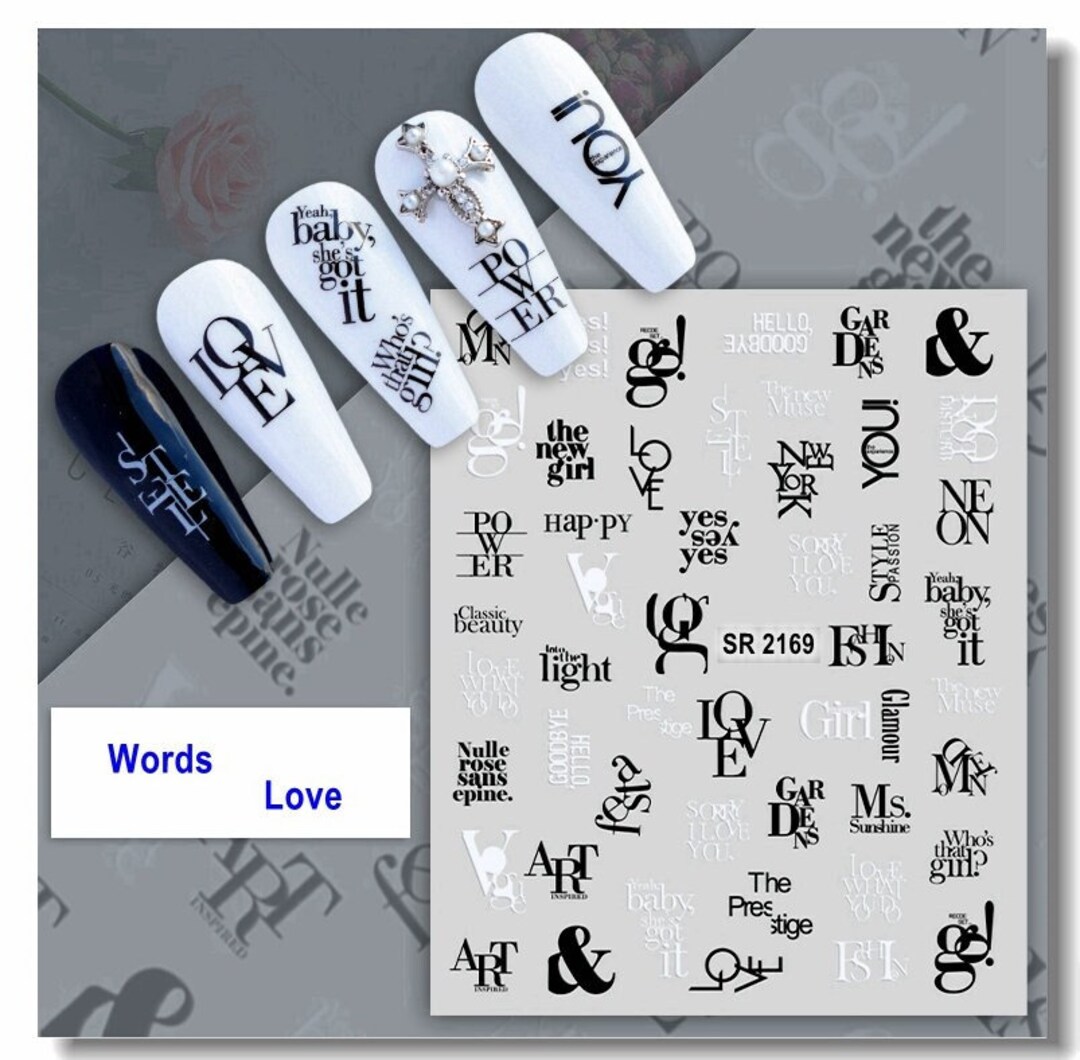 English Words Love Nail Sticker New Monday Week Nail Decals Srseries - Etsy