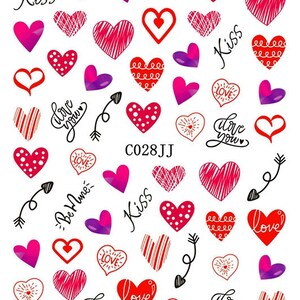 Valentine Lips Makeup Nail Art Stickers Red Heart Beauty Accessories ...