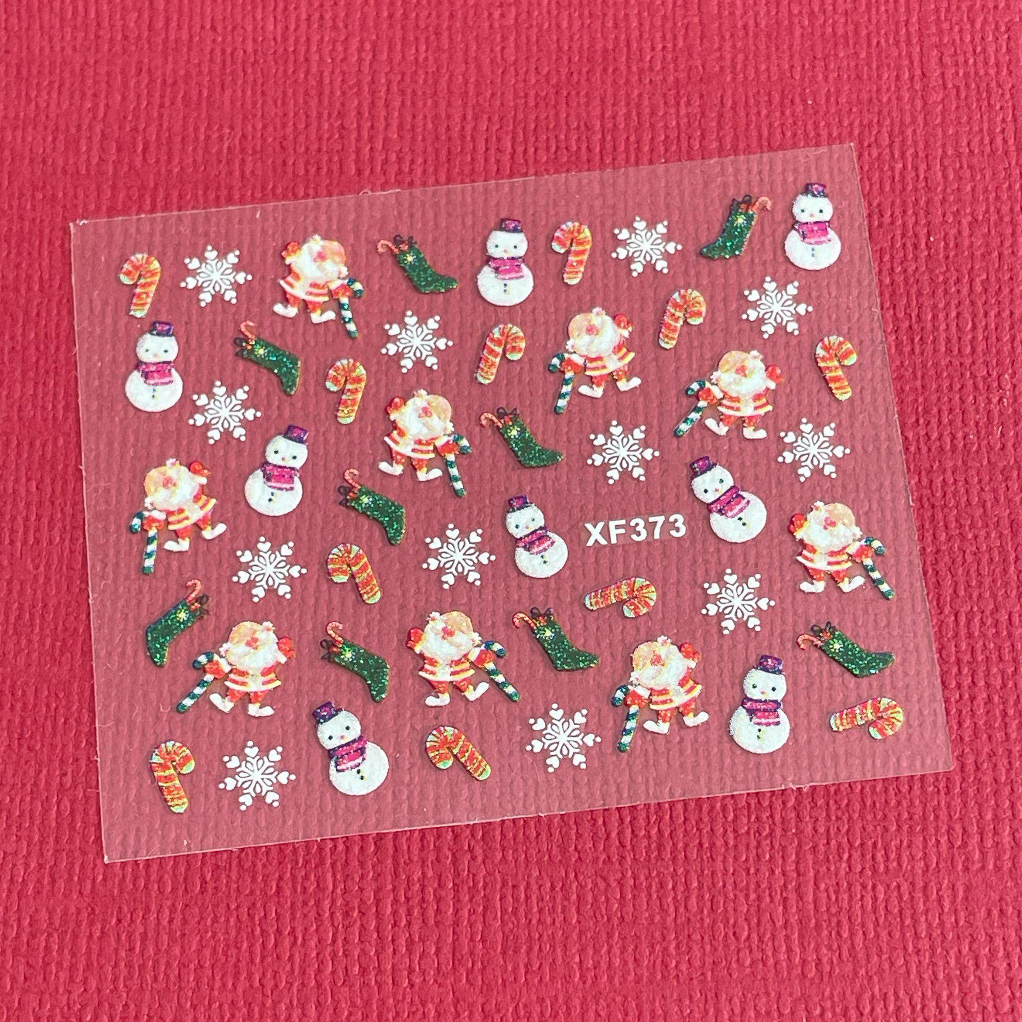Glitter Christmas Sock Nail Art Stickers Santa Snowflake Winter ...