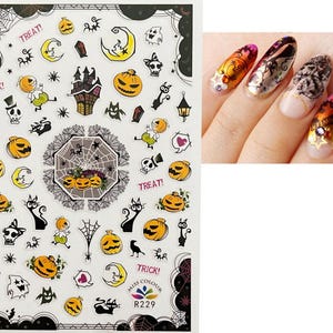 Grim Reaper Halloween Nail Art Stickers Decals Jack Witch Skeleton ...