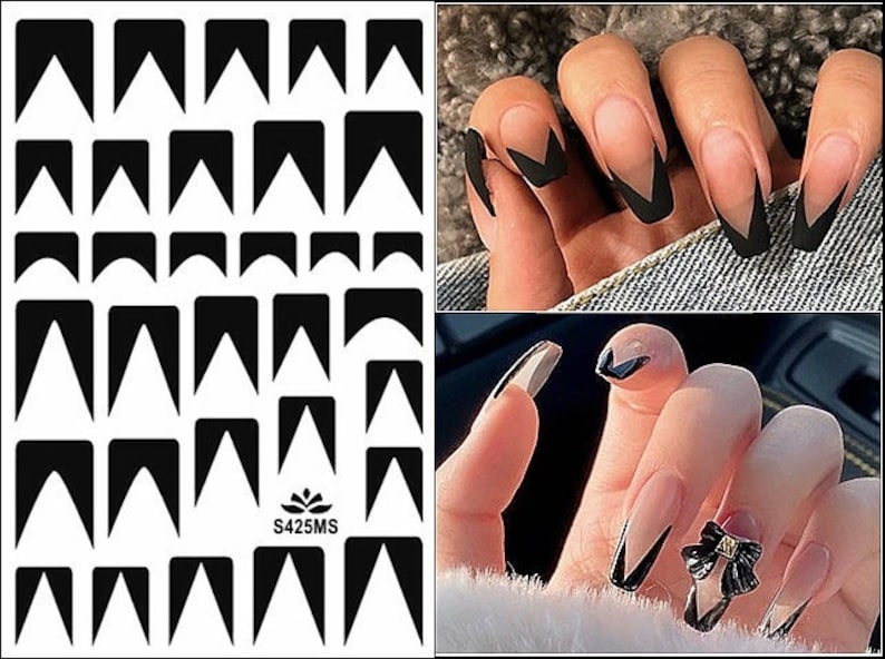 Classic French Tip French Manicure Nail Art Stickers White French Tips ...