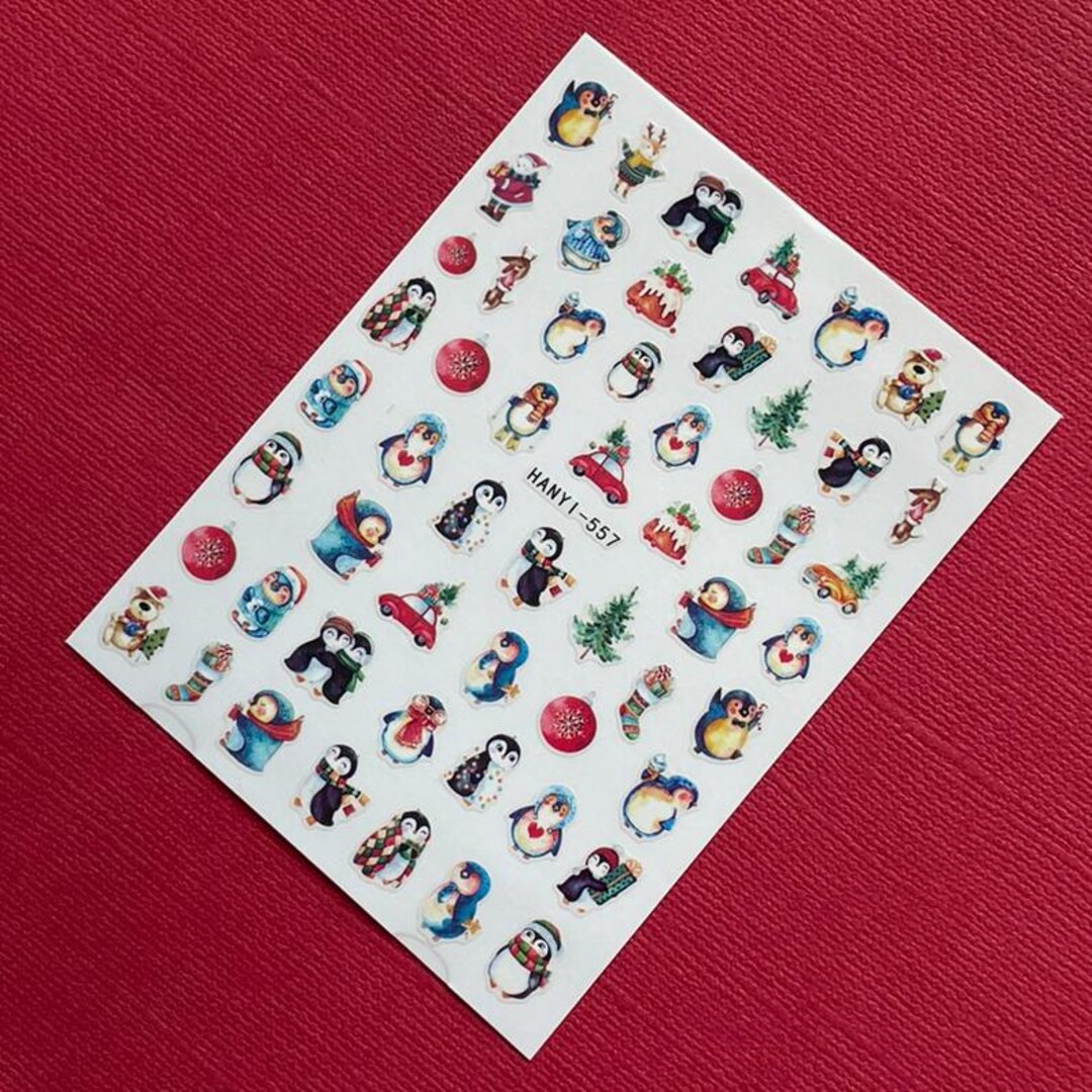 Penguins Christmas Nail Art Stickers Animal Corgi Dog Panda Polar Bear ...