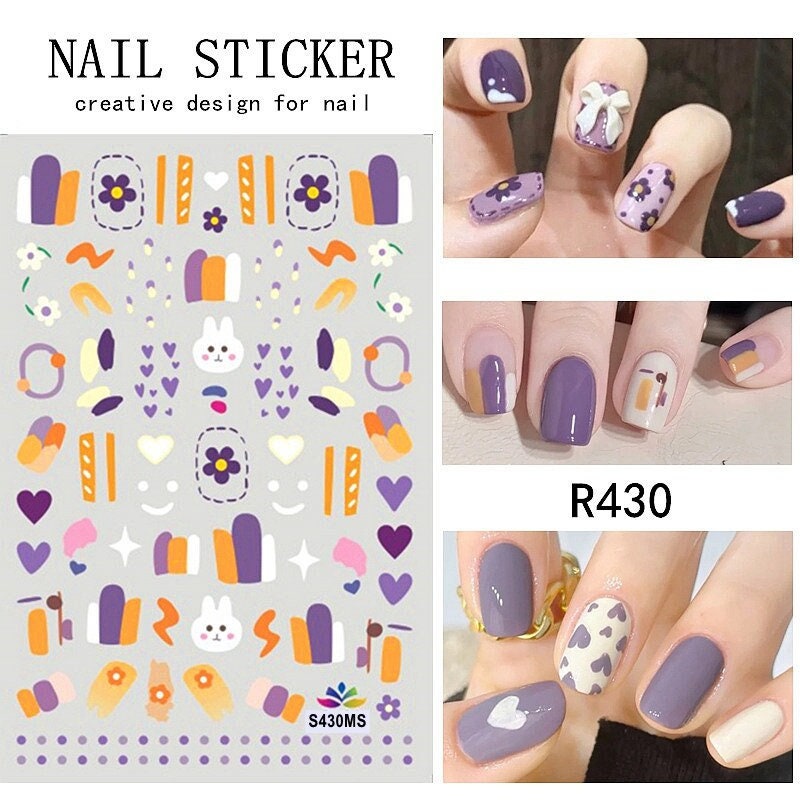 Farm Cat Goose Eggs Garden Nail Art Stickers Pastel Pink Fruit Rainbow ...