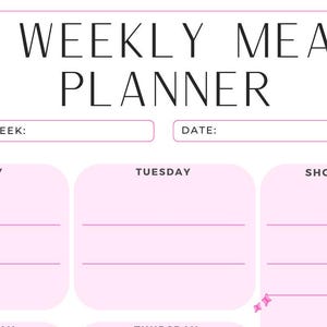 Weekly Meal Planner, Pink, Stylish and Functional Meal Planning ...