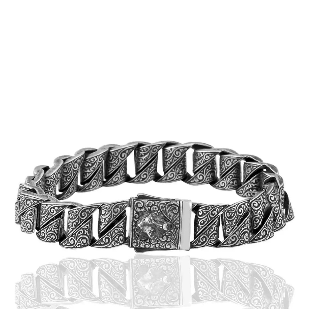 Handmade Silver Bracelet|engraved Design Bracelet | Valentine’s Day ...