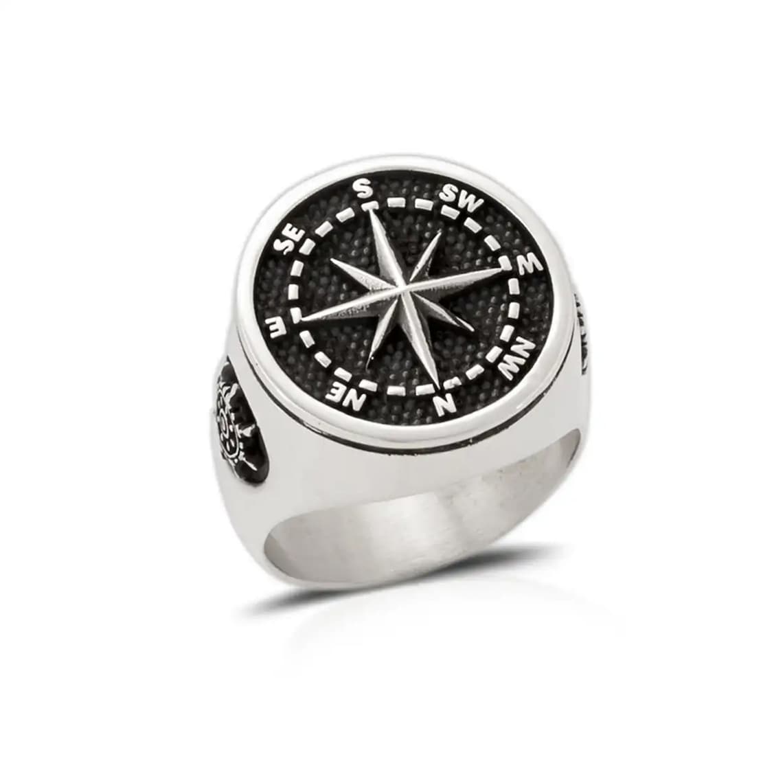 Men's Sterling Silver Compass Signet Ring Compass Ring - Etsy