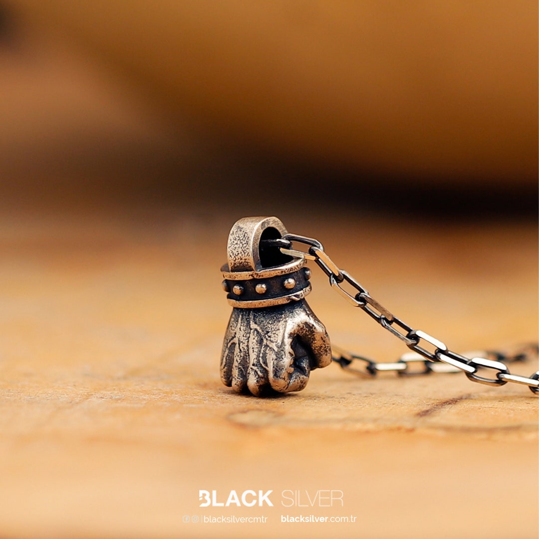 Silver Hercules Fist Pendant | Man's Fist 925 Silver Pendant Necklace ...