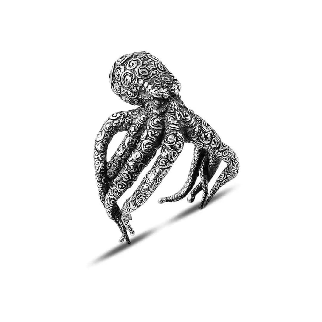Octopus Handmade Sterling Silver Men Ring |silver Octopus Tentacle ...