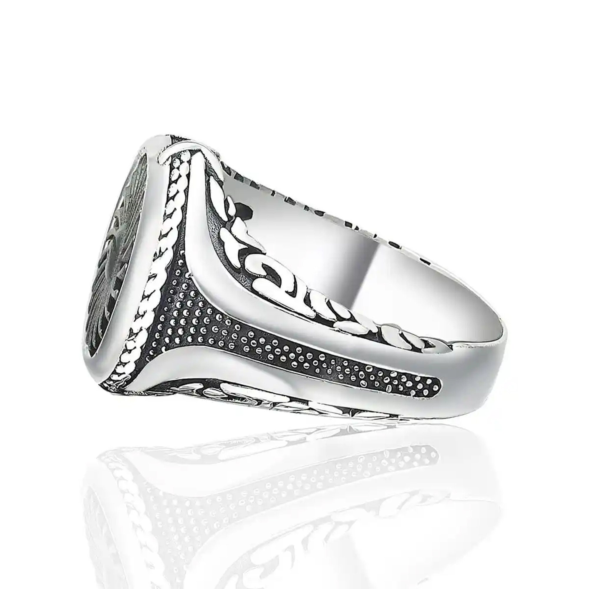 Men's Sterling Silver Aviator Signet Ring Aviator Ring Silver Gift Ring ...