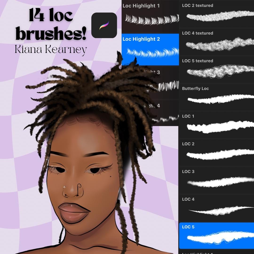 Procreate Loc Brush Set | Natural Hair Brushes Procreate | Black Girl ...