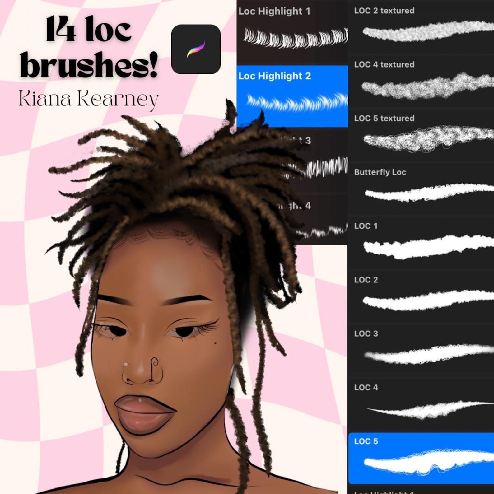 Procreate Loc Brush Set | Natural Hair Brushes Procreate | Black Girl ...