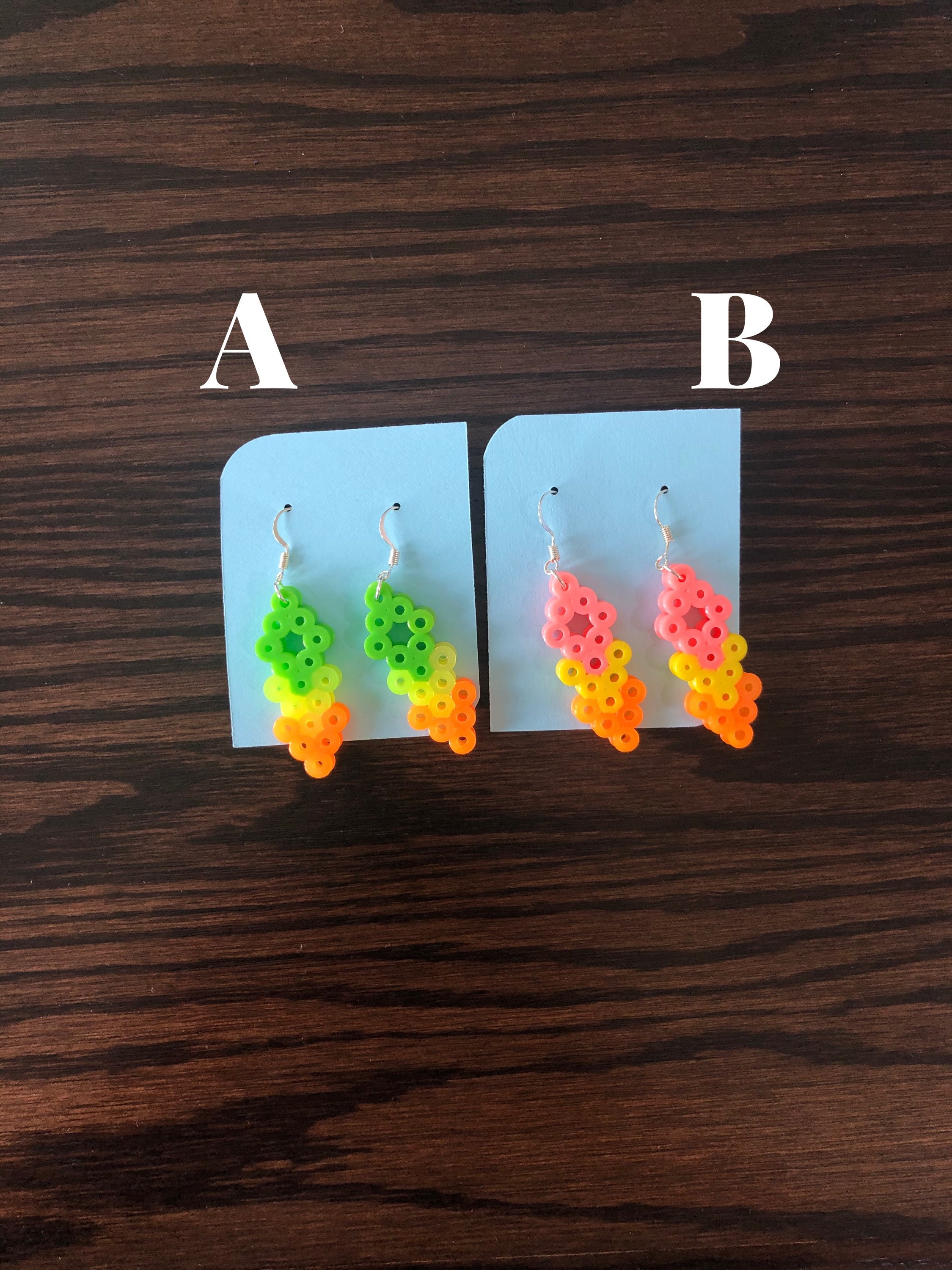 Diamond Tricolor Perler Bead Earrings - Etsy