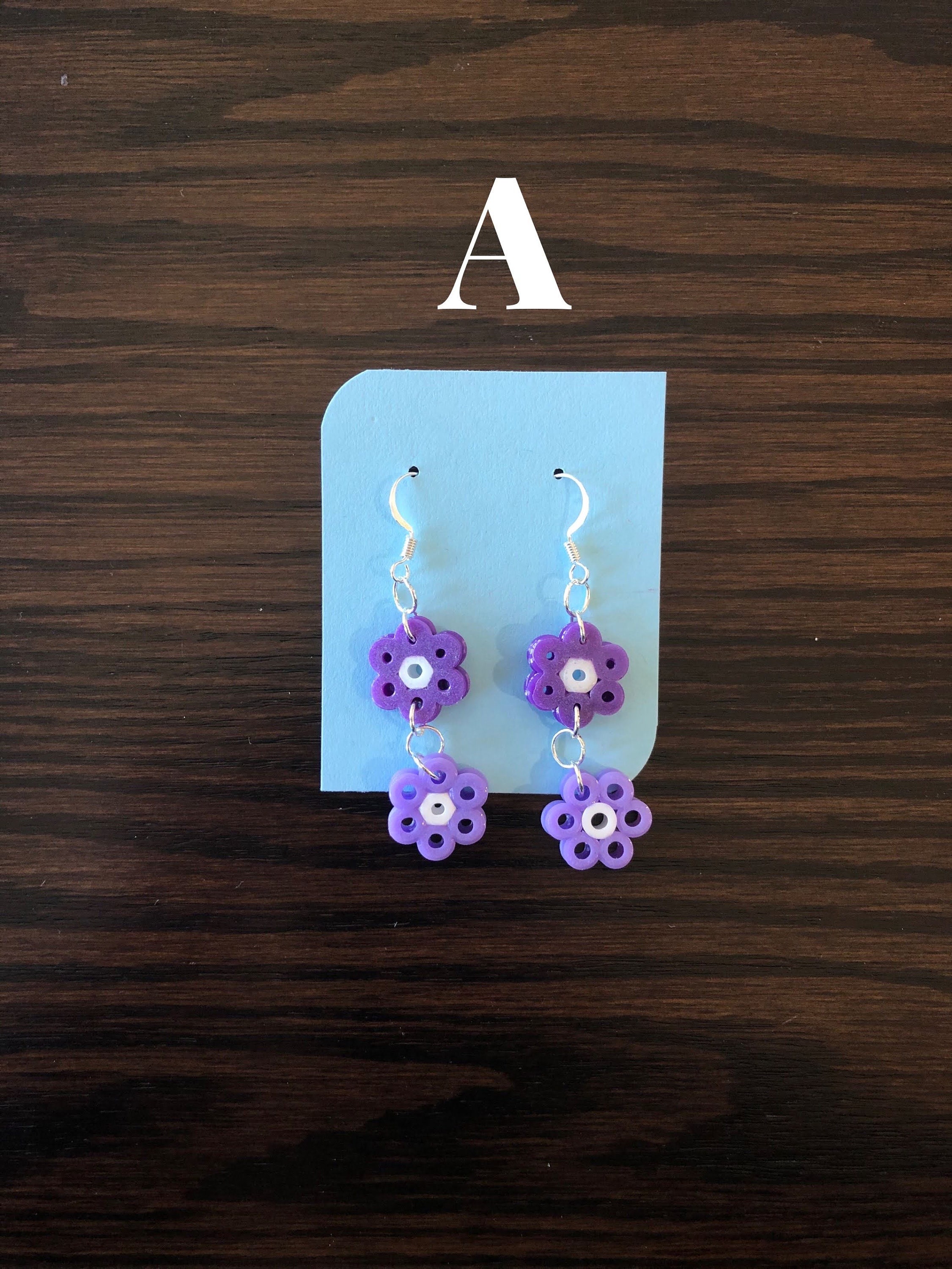 2 Flower Dangle Perler Bead Earrings Etsy
