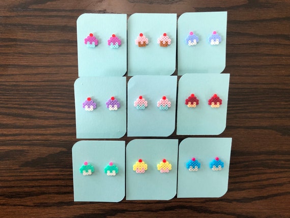Cupcake Mini Perler Bead Earrings - Etsy