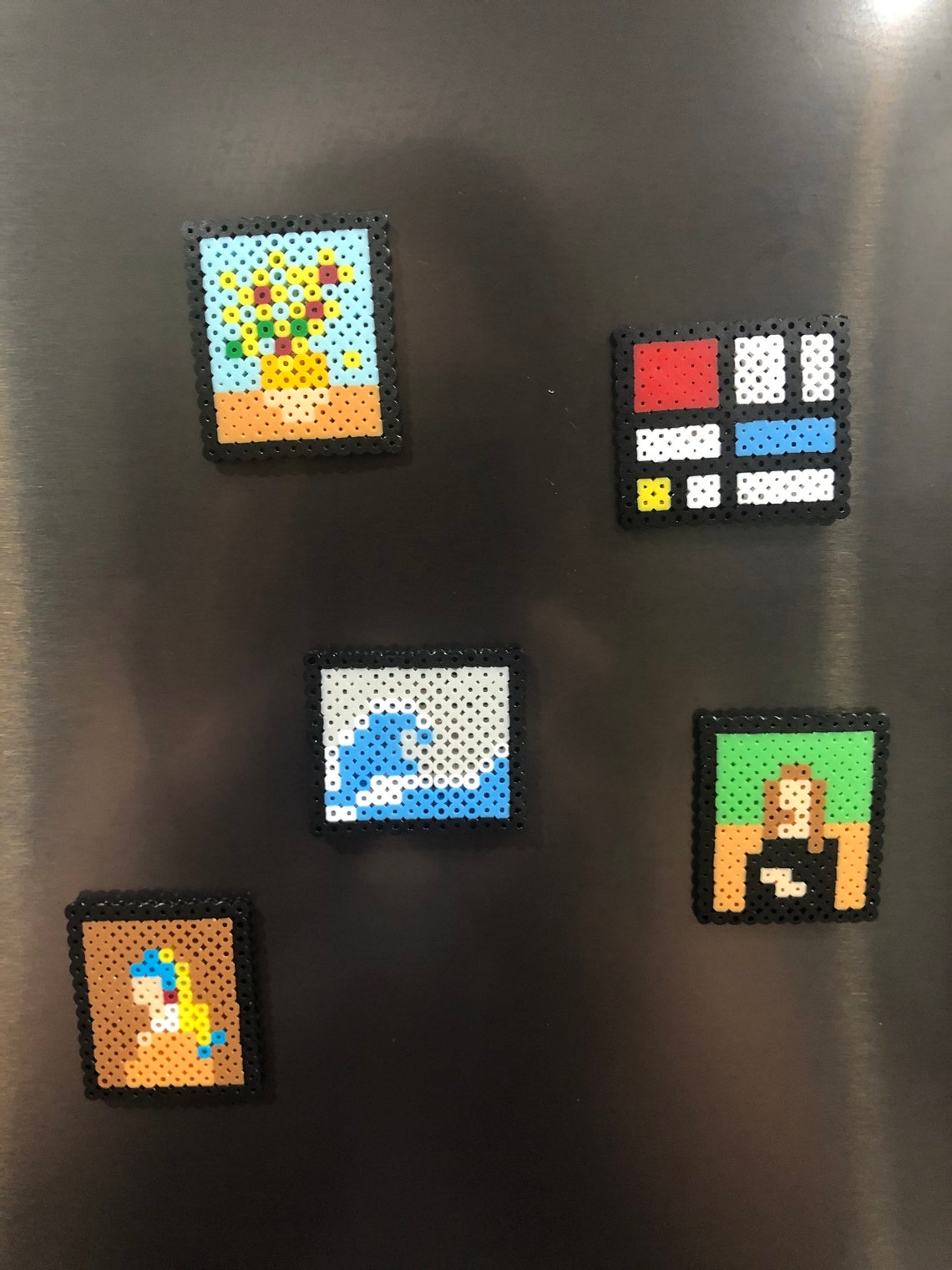 Set of 5 Famous Art Mini Perler Bead Magnets - Etsy