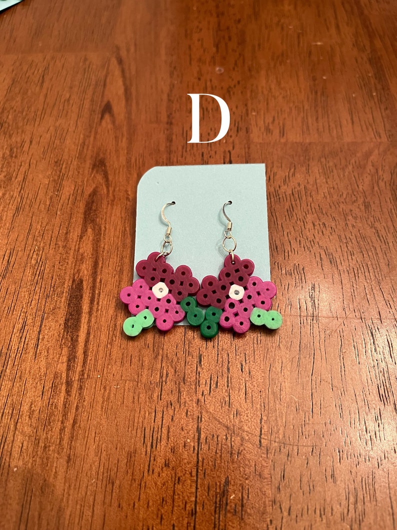 2 Toned Pixelated Perler Bead Flower Earrings Etsy