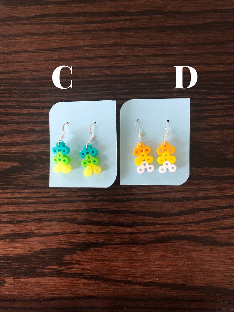 Tricolor Dangle Perler Bead Earrings Etsy