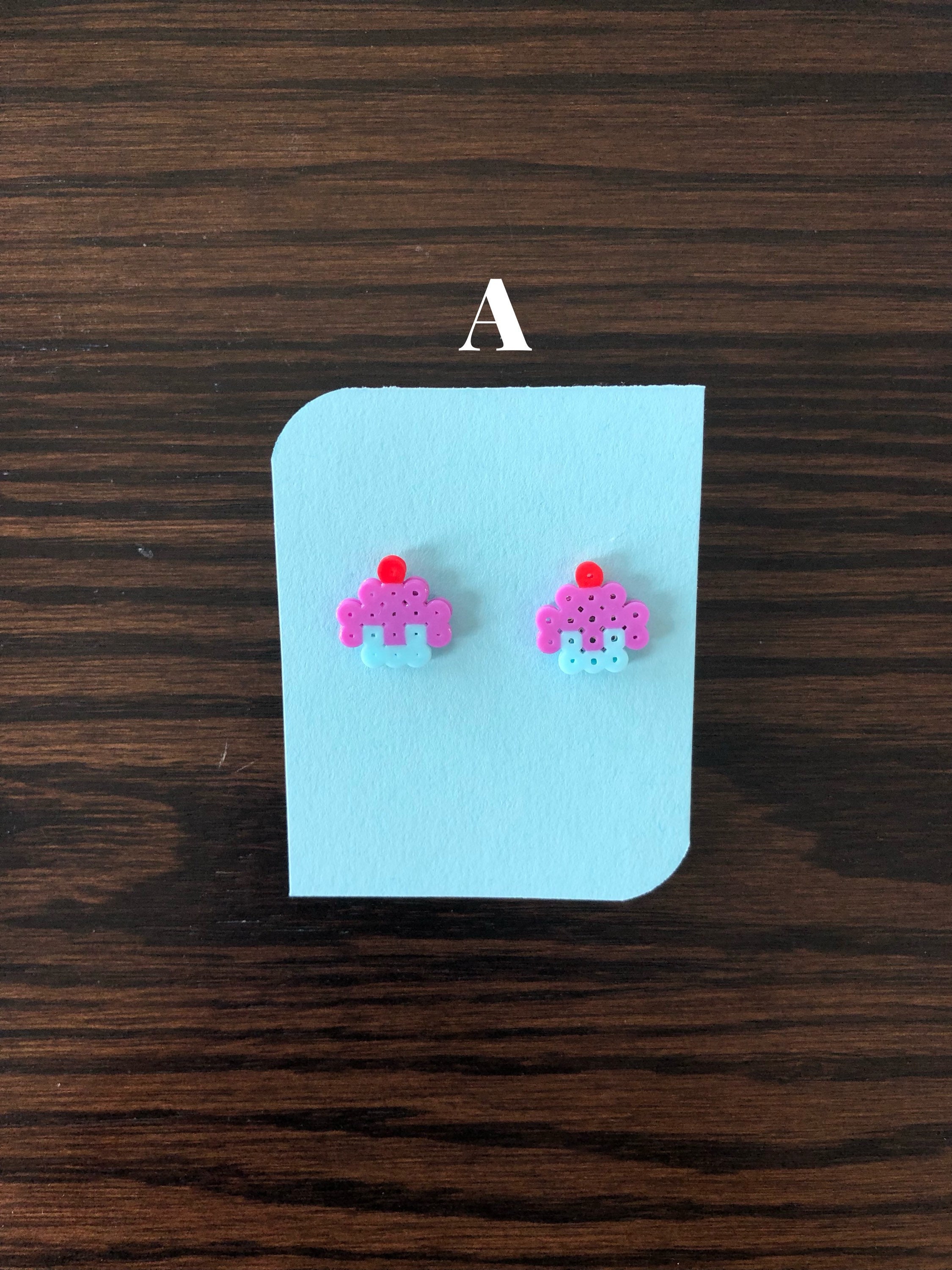 Cupcake Mini Perler Bead Earrings - Etsy