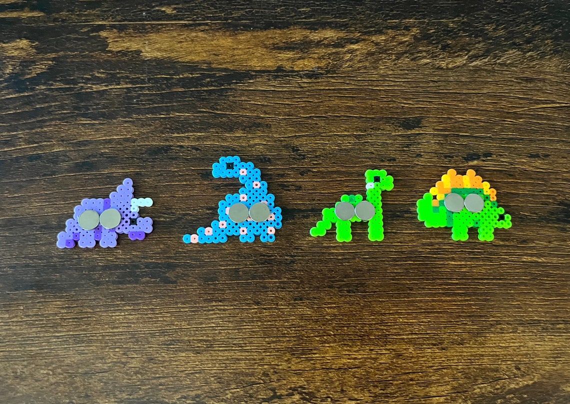 Mini Perler Bead Dinosaur Refrigerator Magnets Set - Etsy