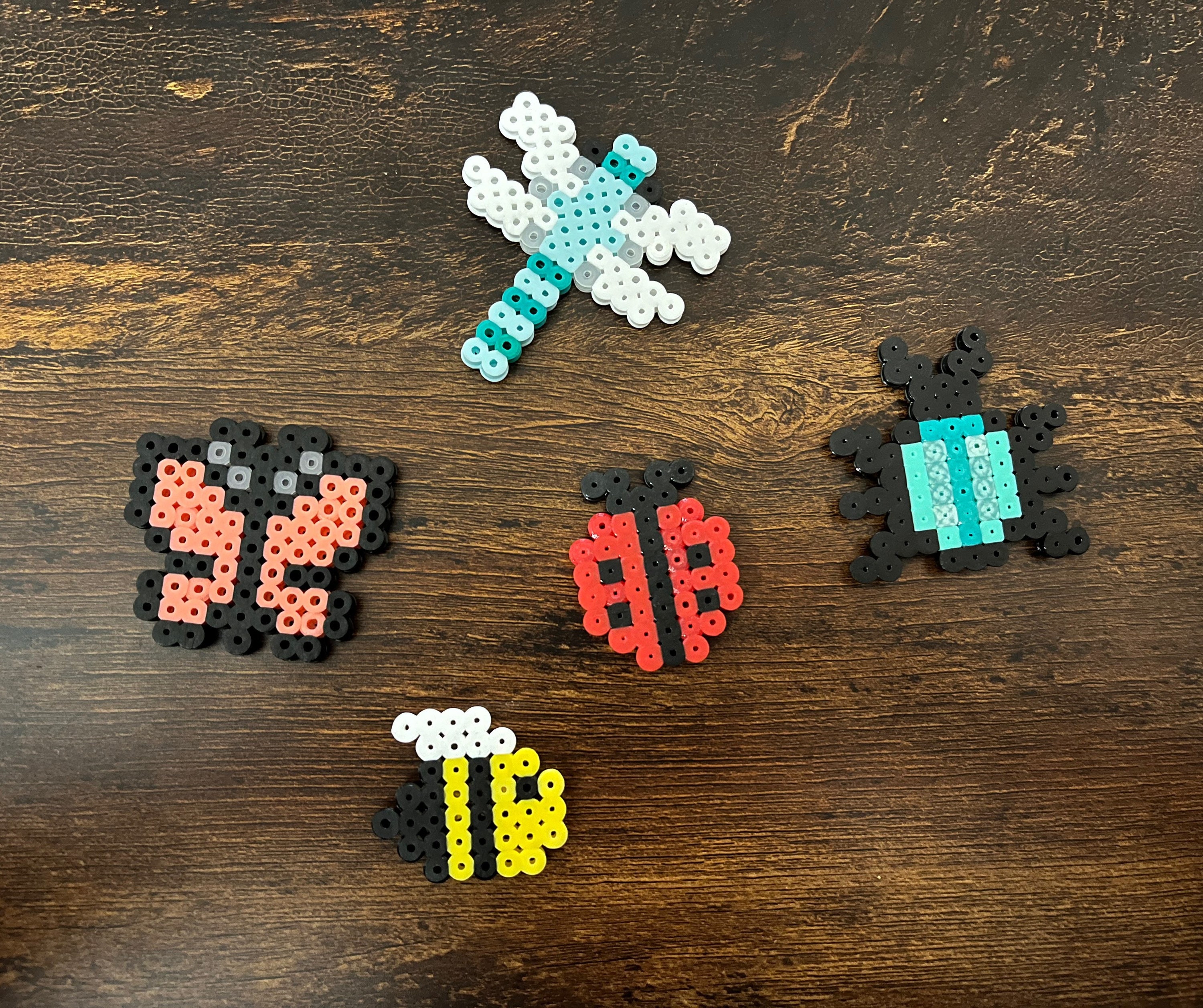 Insect Perler Bead Magnets - Dragonfly, Ladybug, Bumblebee, Beetle ...