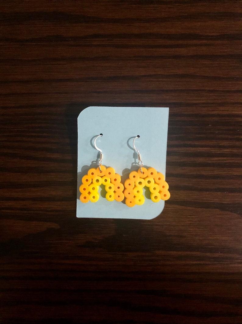 Rainbow Dangle Perler Bead Earrings Etsy Uk