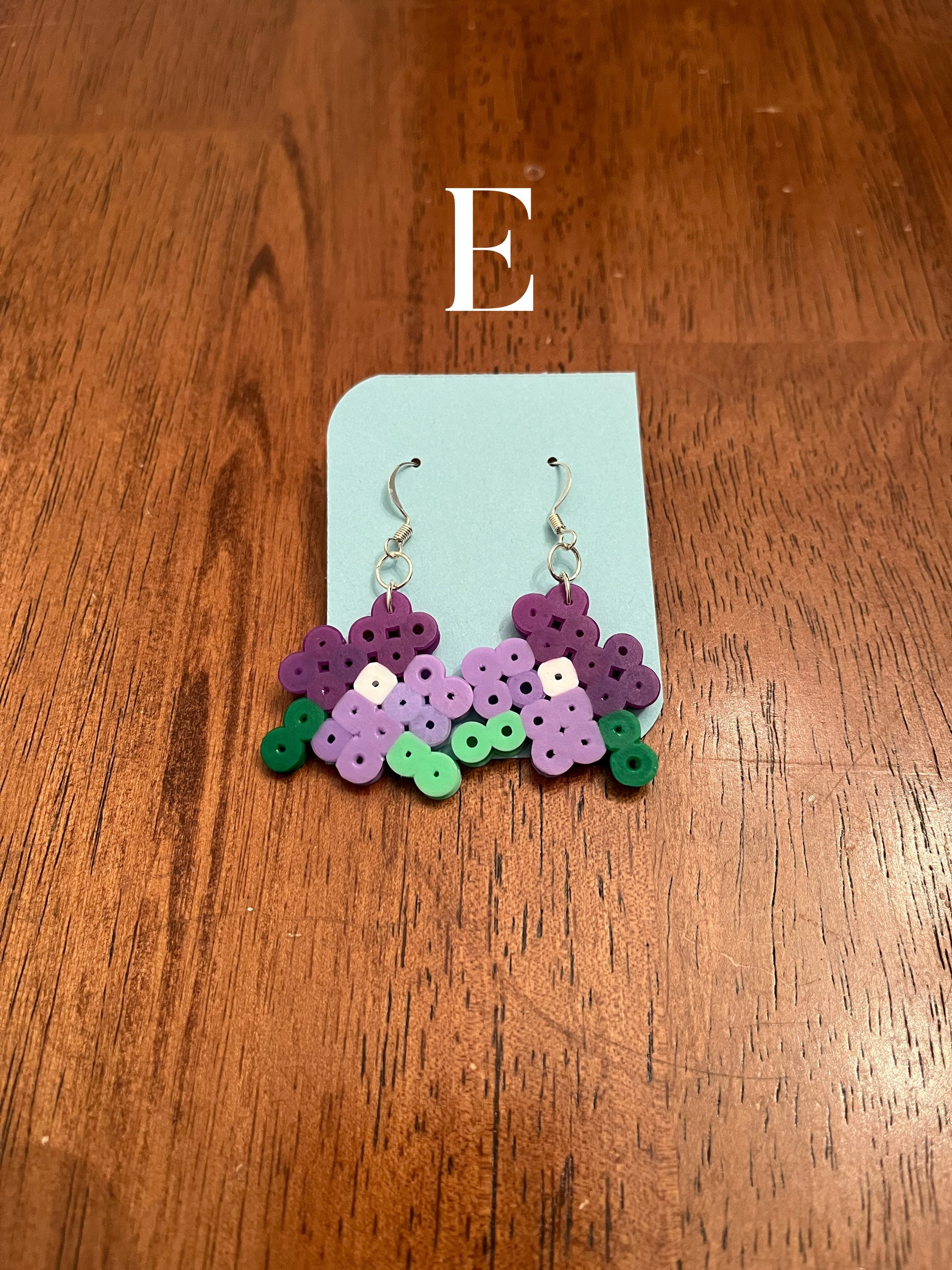 2 Toned Pixelated Perler Bead Flower Earrings Etsy