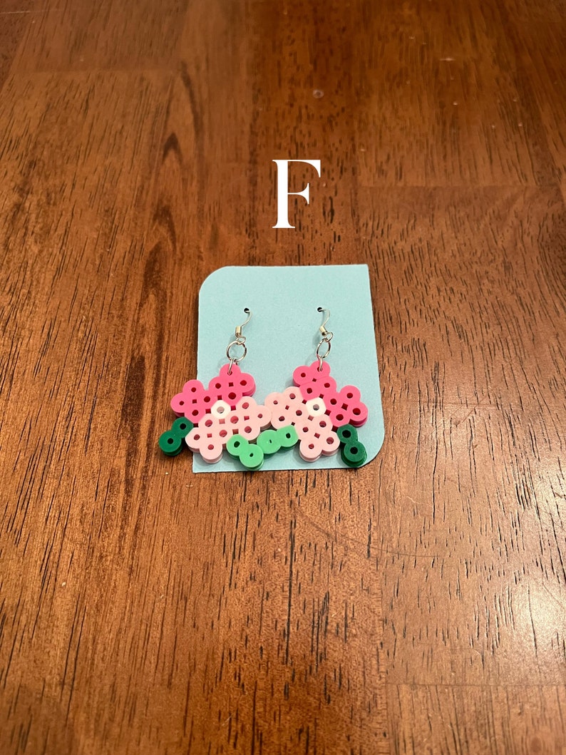 2 Toned Pixelated Perler Bead Flower Earrings Etsy