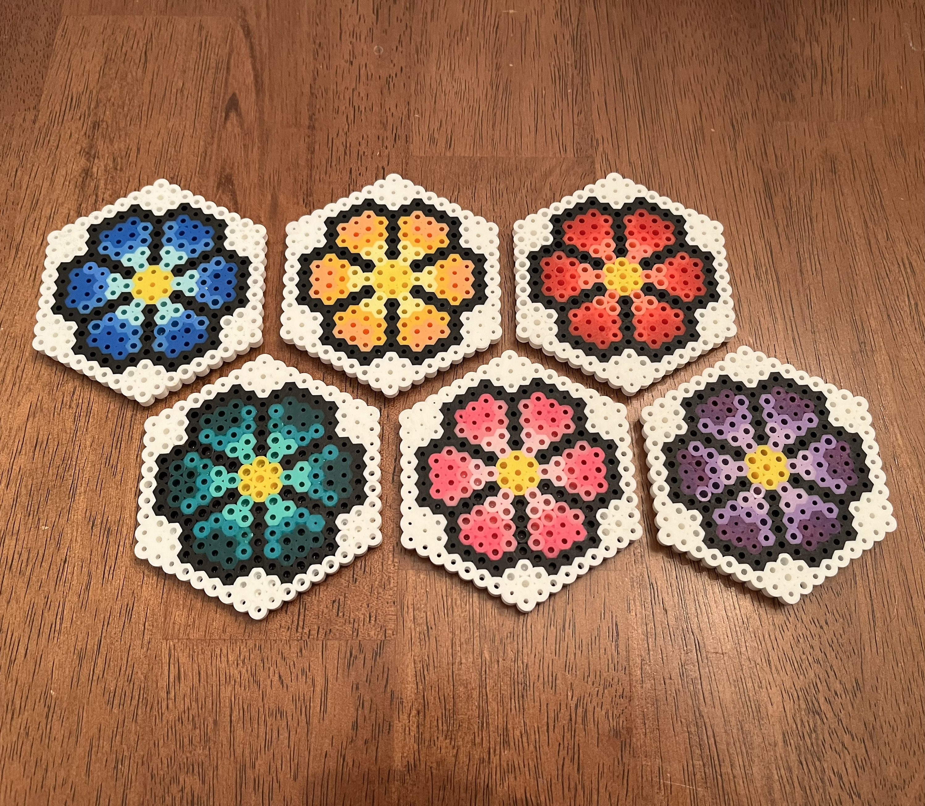 Perler Bead Small Flower Coasters - Etsy UK