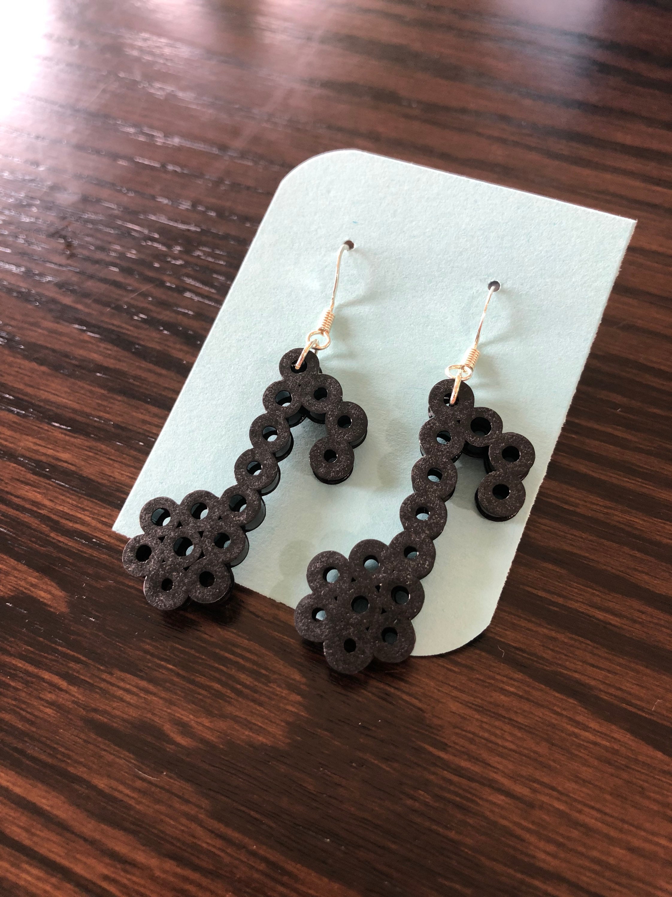 Music Eighth-note Black Dangle Perler Bead Earrings - Etsy