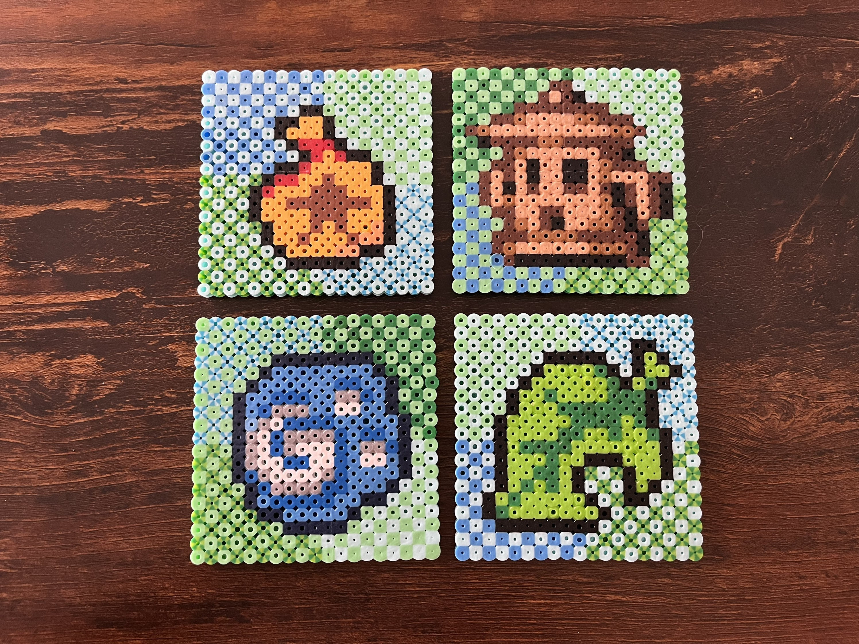 Animal Crossing Perler Bead Coasters - Gyroid, Leaf, Fossil, Bells Bag ...