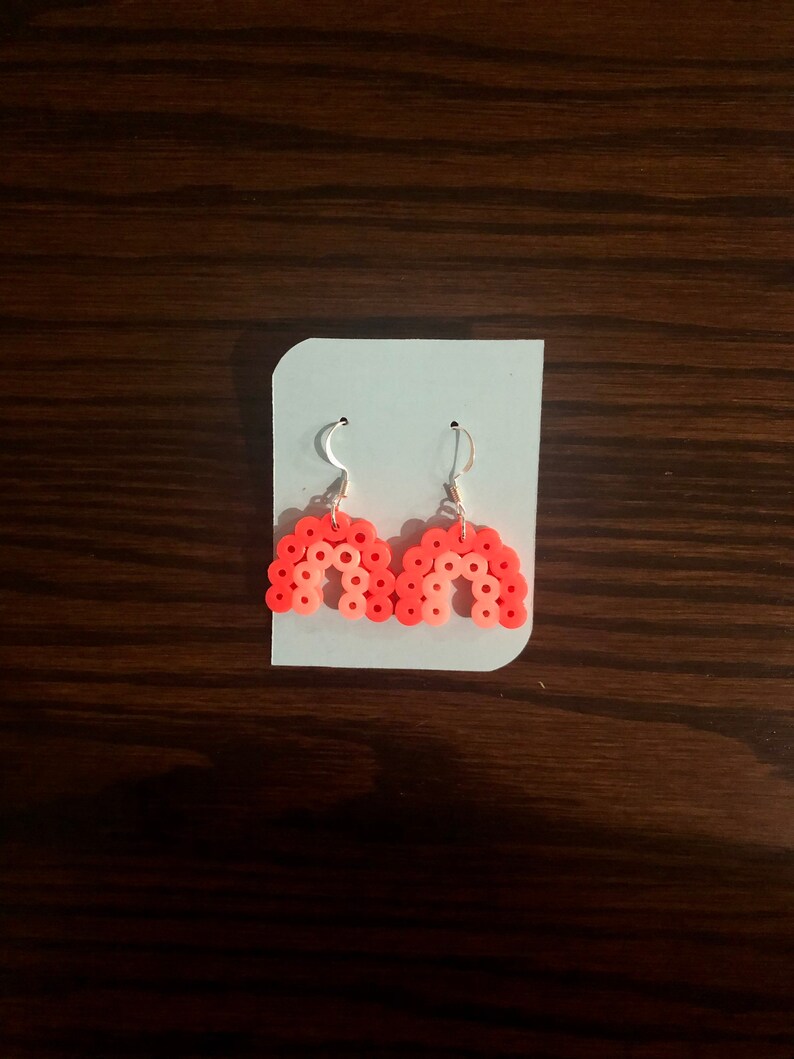 Rainbow Dangle Perler Bead Earrings - Etsy