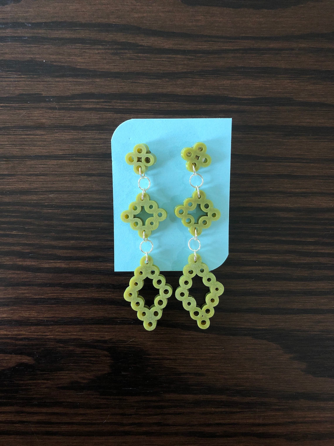 Diamond 3-tier Dangle Perler Bead Earrings - Etsy