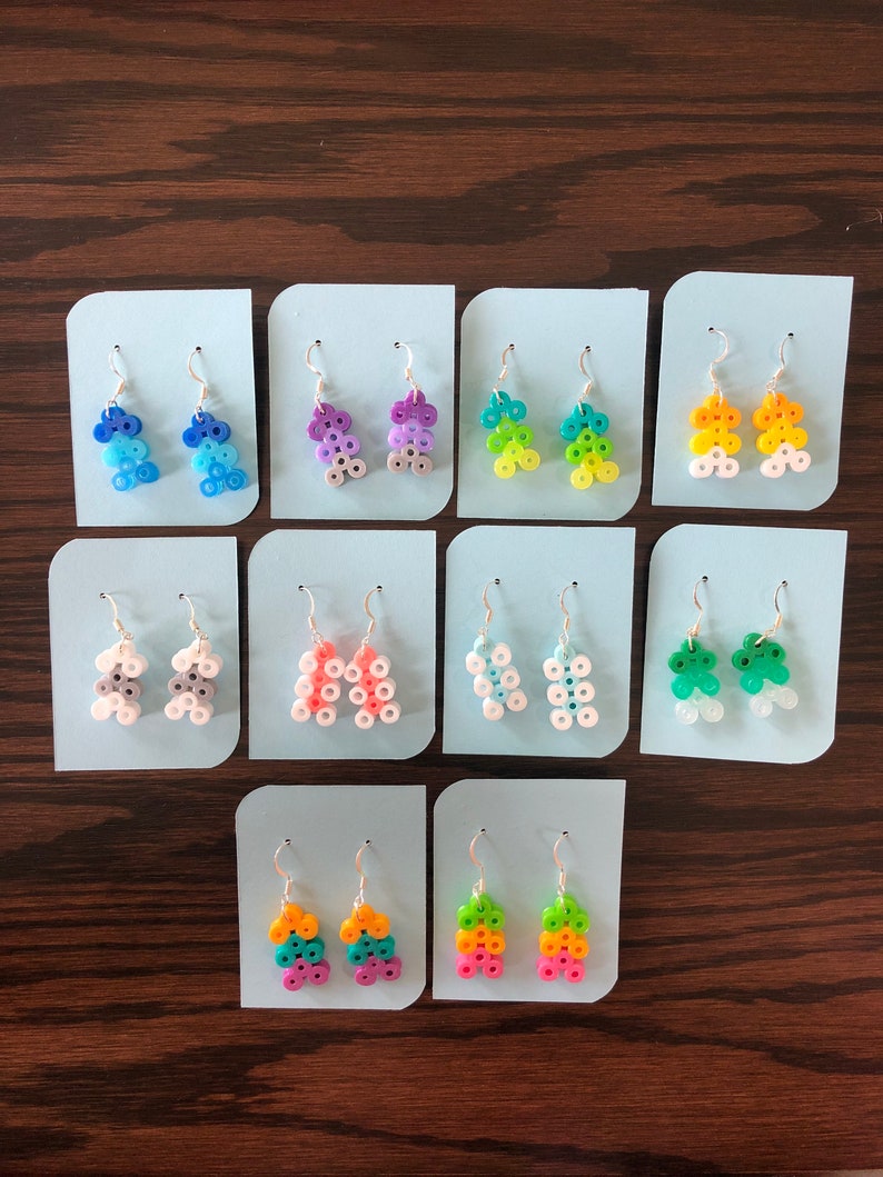 Tricolor Dangle Perler Bead Earrings Etsy