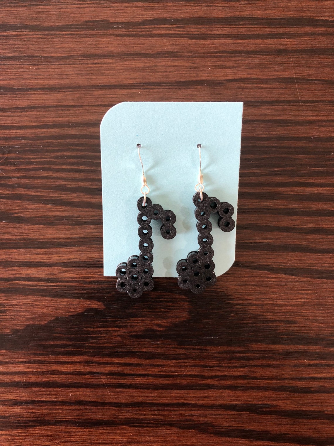 Music Eighth-note Black Dangle Perler Bead Earrings - Etsy